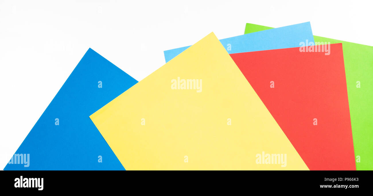 Colourful paper sheets on white background Stock Photo - Alamy