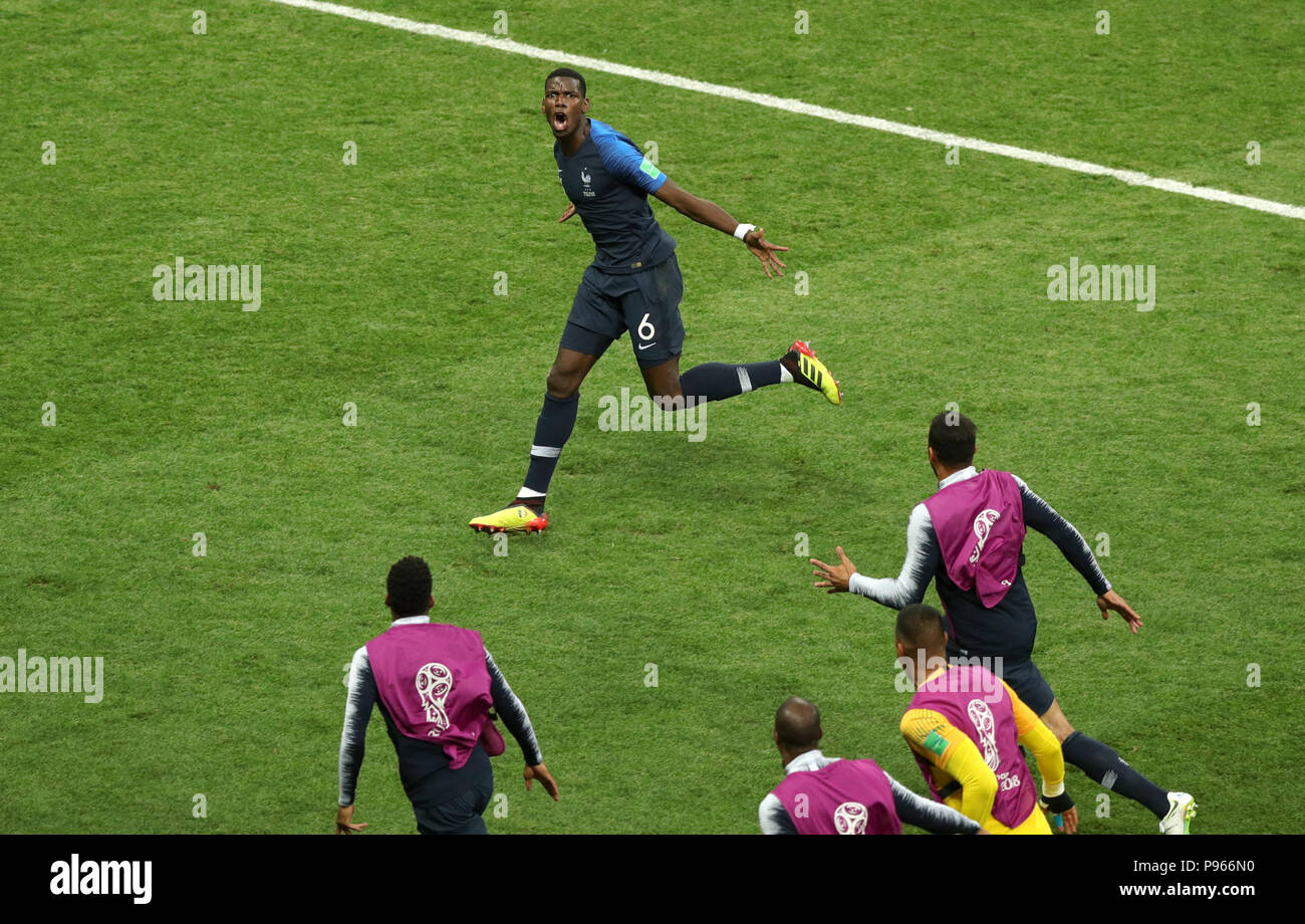 France's Paul Pogba celebrates scoring his side's third goal of the ...