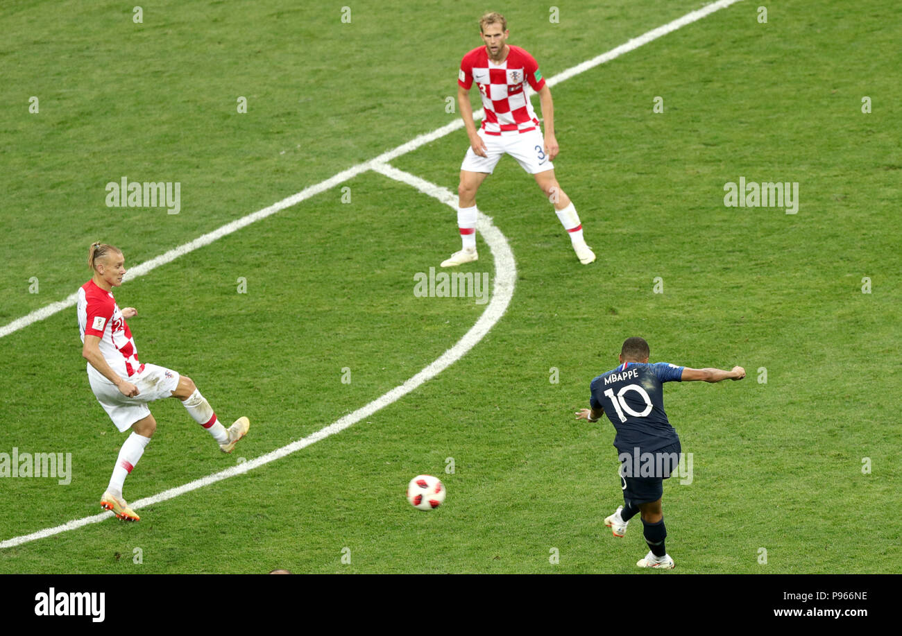France's Kylian Mbappe scores his side's fourth goal of the game during ...