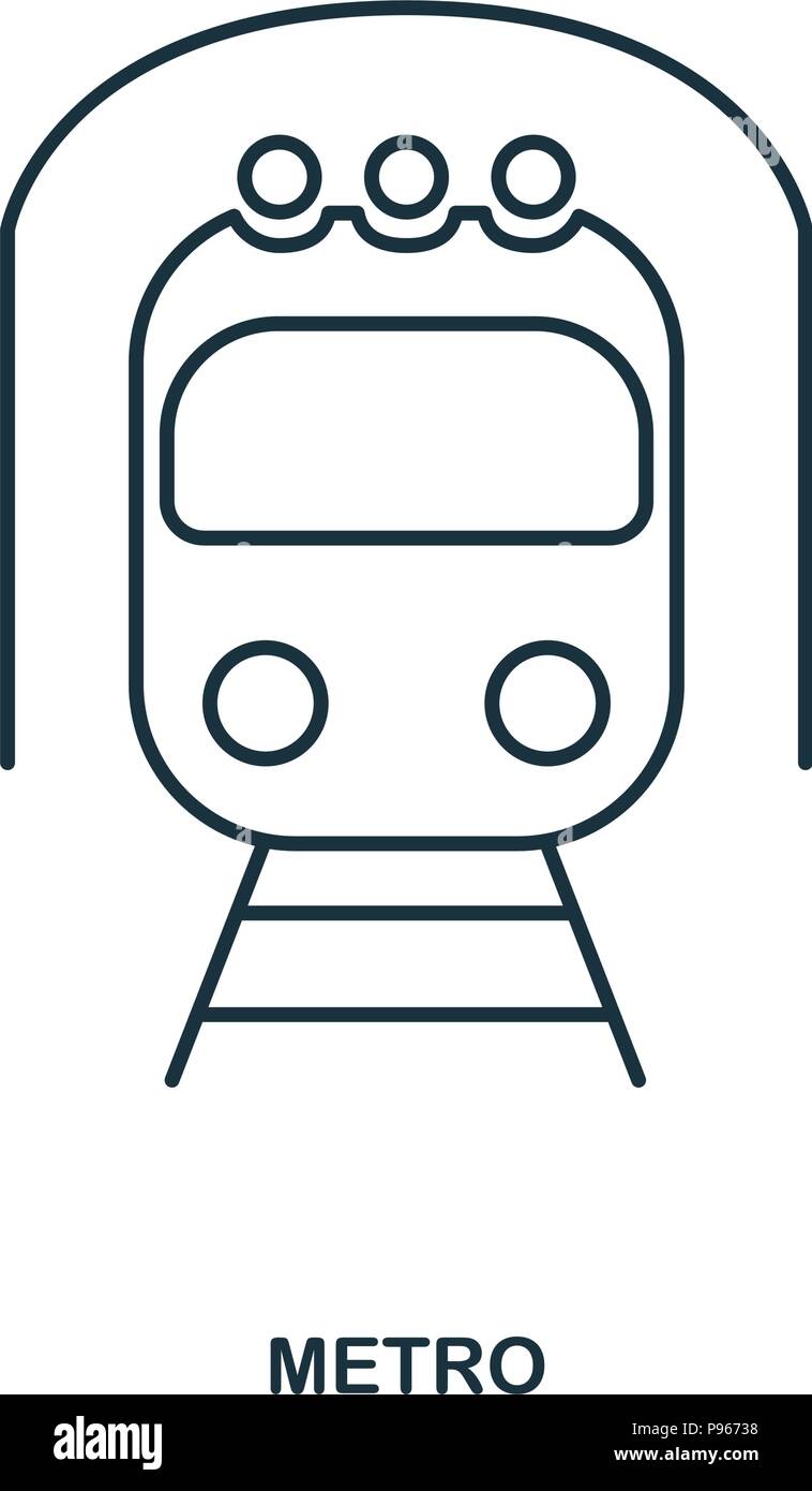 Metro icon. Outline style icon design. UI. Illustration of metro icon ...