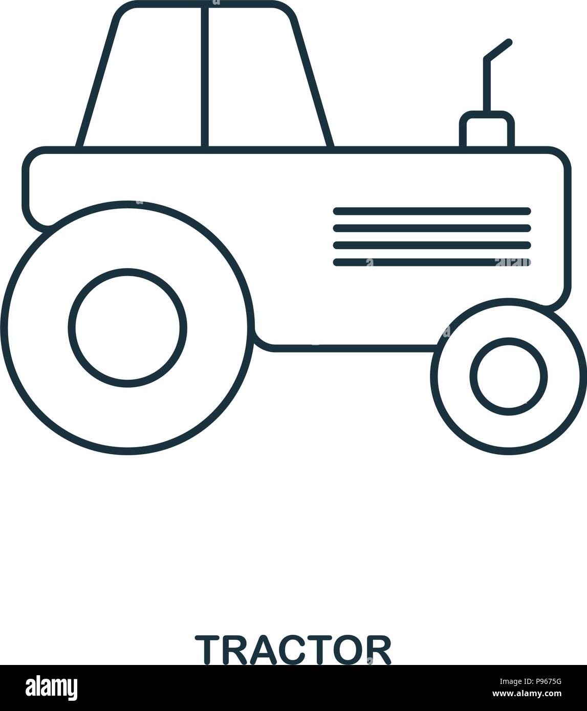 Tractor icon. Outline style icon design. UI. Illustration of tractor ...