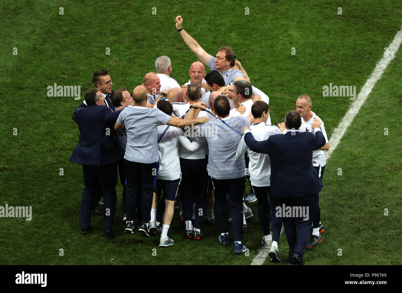 The French backroom staff celebrate after the FIFA World Cup Final at ...