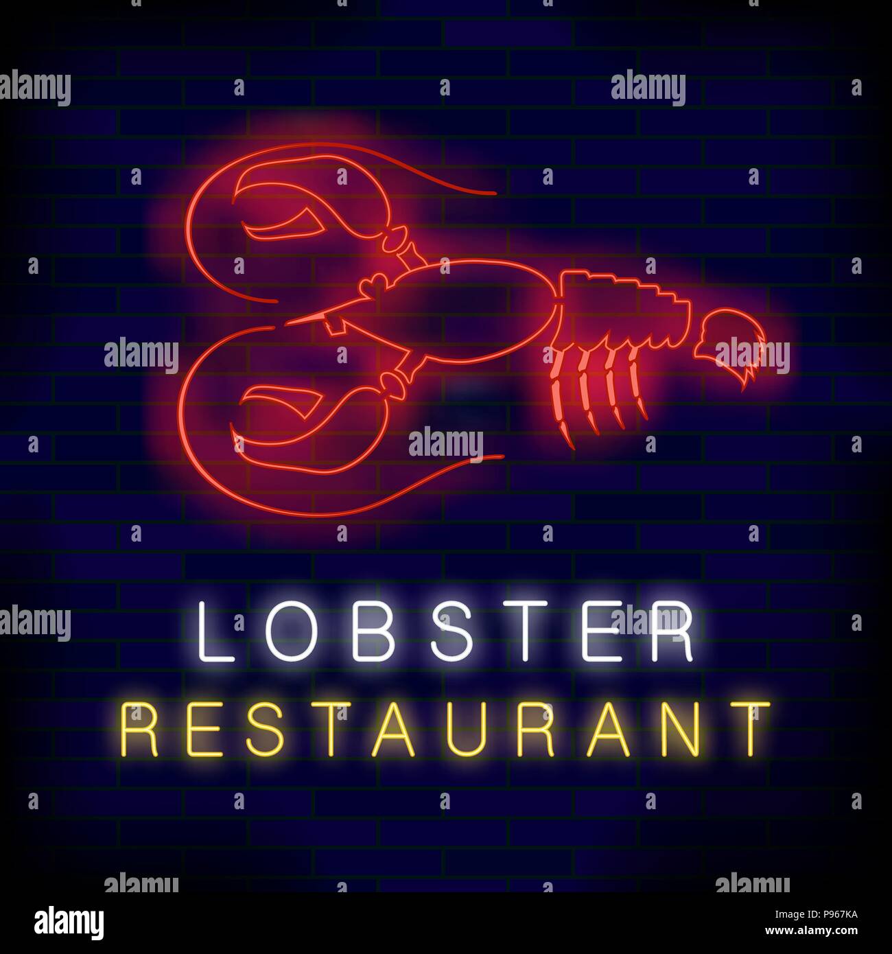 Colorful Neon Lobster Restaurant Sign Stock Vector Image & Art - Alamy