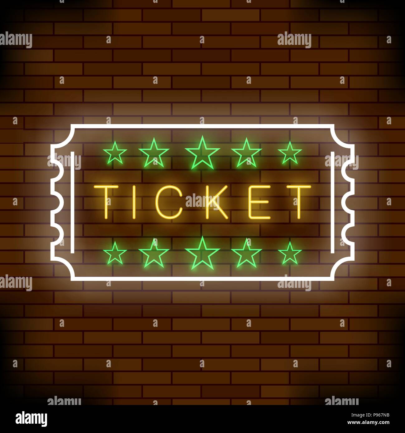 Cinema Light Neon Sign on Brick Background. Bright Street Banner Stock ...