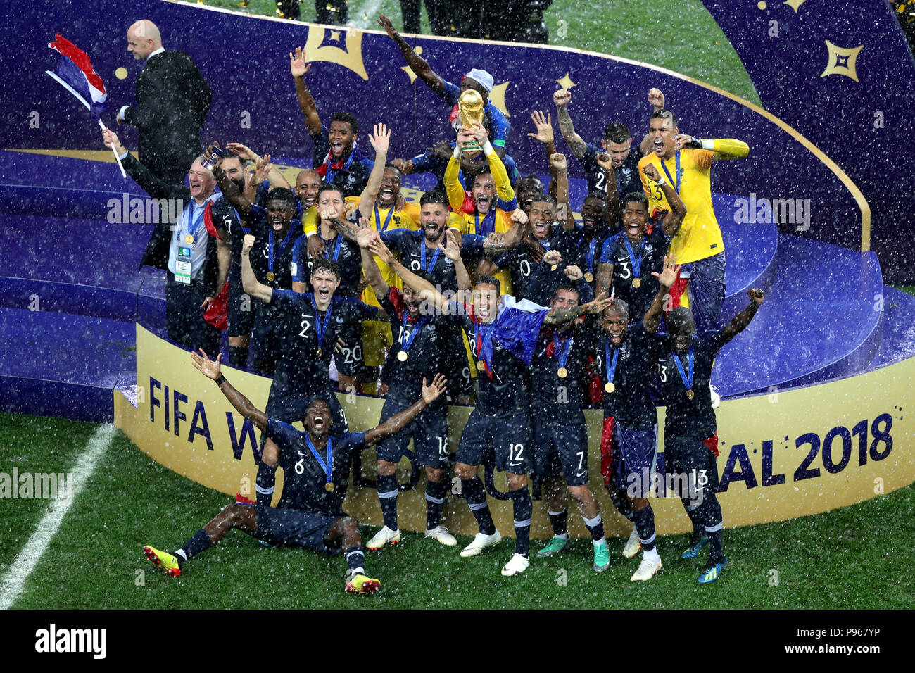 France celebrate with the trophy after winning the FIFA World Cup Final ...