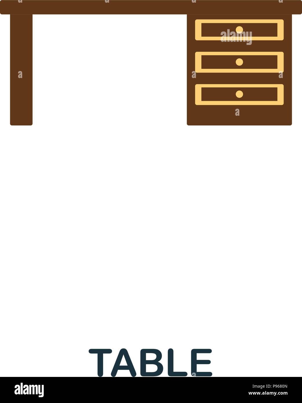 Table flat icon. Premium style flat icon design. UI. Illustration of ...