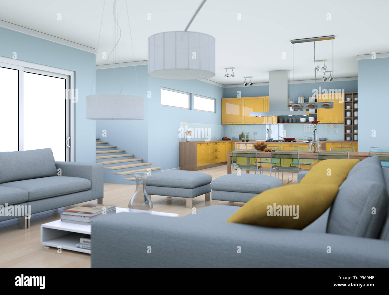 modern bright living room interior design Stock Photo - Alamy