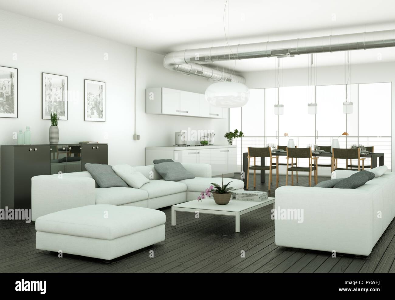 modern bright living room interior design Stock Photo - Alamy
