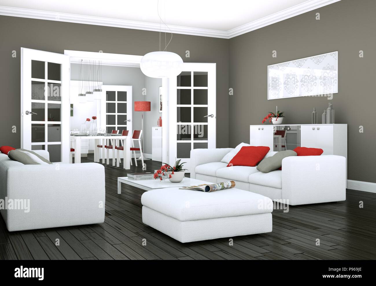 modern bright living room interior design Stock Photo - Alamy