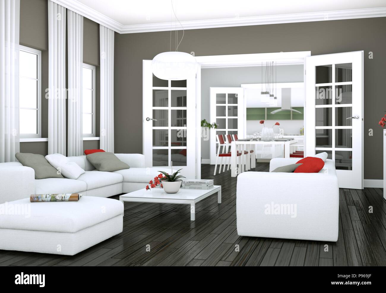 modern bright living room interior design Stock Photo - Alamy