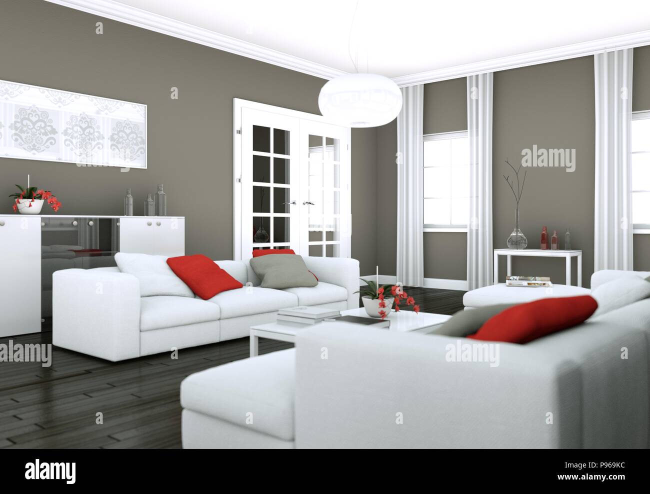 modern bright living room interior design Stock Photo - Alamy