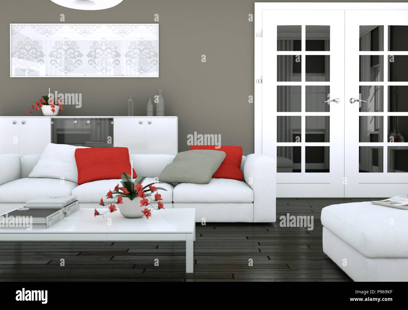 modern bright living room interior design Stock Photo - Alamy