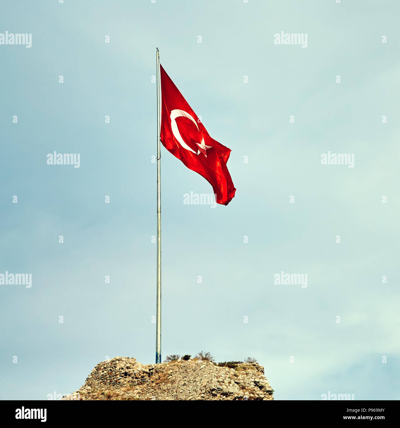 Turkish flag at the top Stock Photo - Alamy