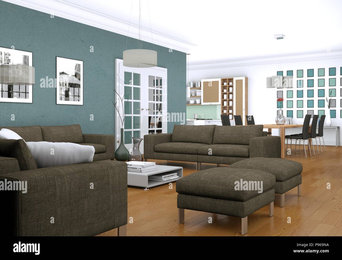 modern bright living room interior design Stock Photo - Alamy