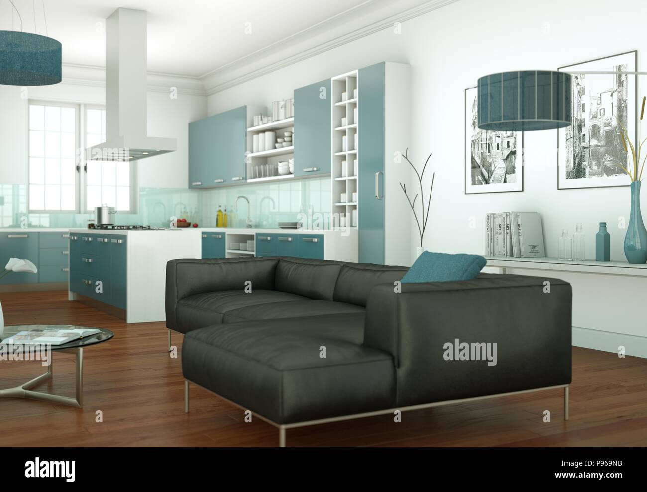 modern bright living room interior design Stock Photo - Alamy