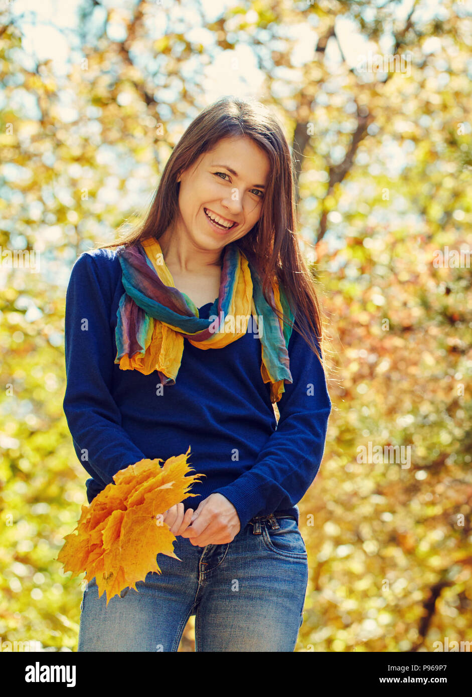 Woman leaves foliage hi-res stock photography and images - Alamy