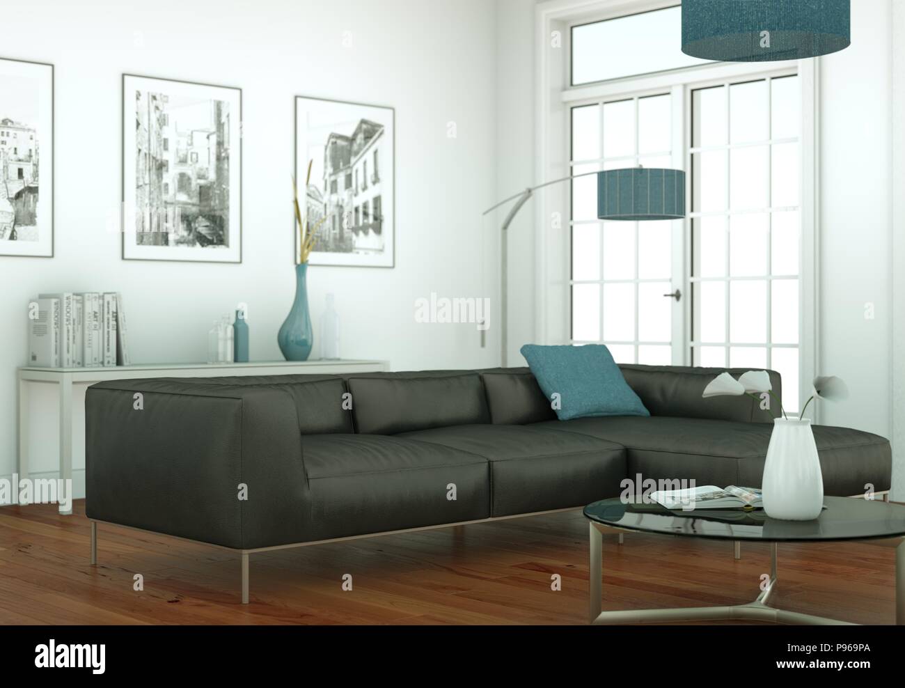 modern bright living room interior design Stock Photo - Alamy