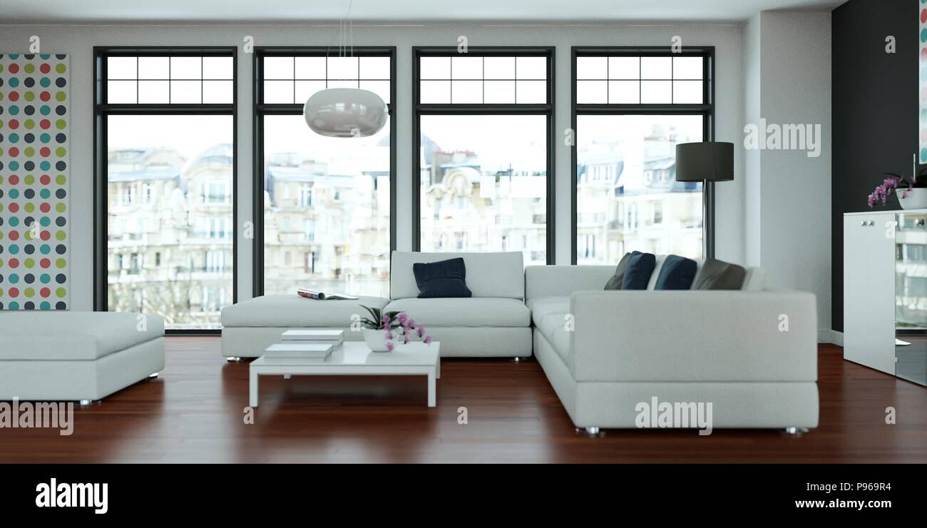 modern bright living room interior design Stock Photo - Alamy