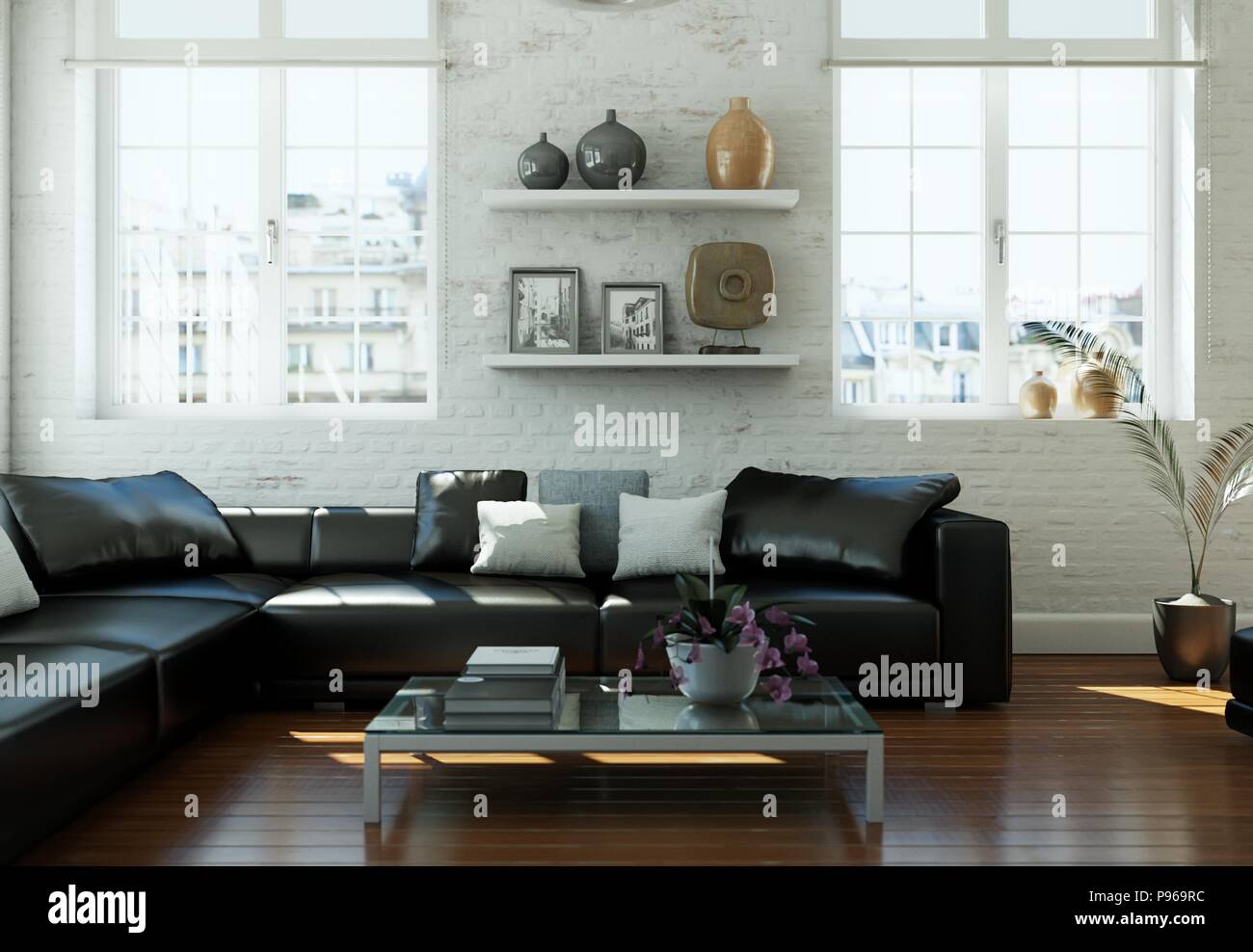 modern bright living room interior design Stock Photo - Alamy