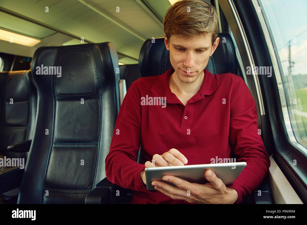 Business man working train hi-res stock photography and images - Alamy