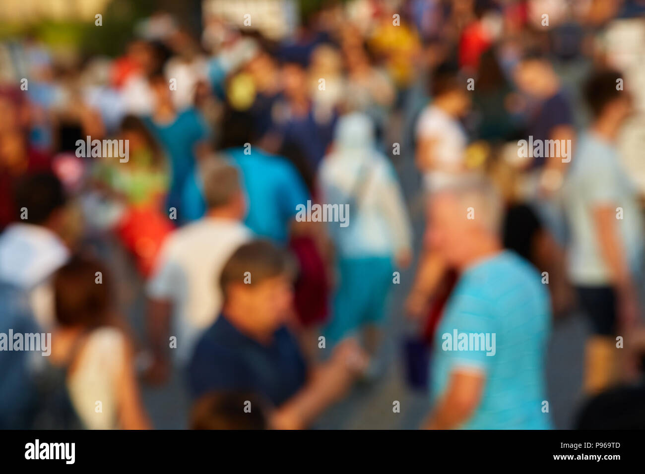 blurred background. a lot of people walking on a city street Stock ...