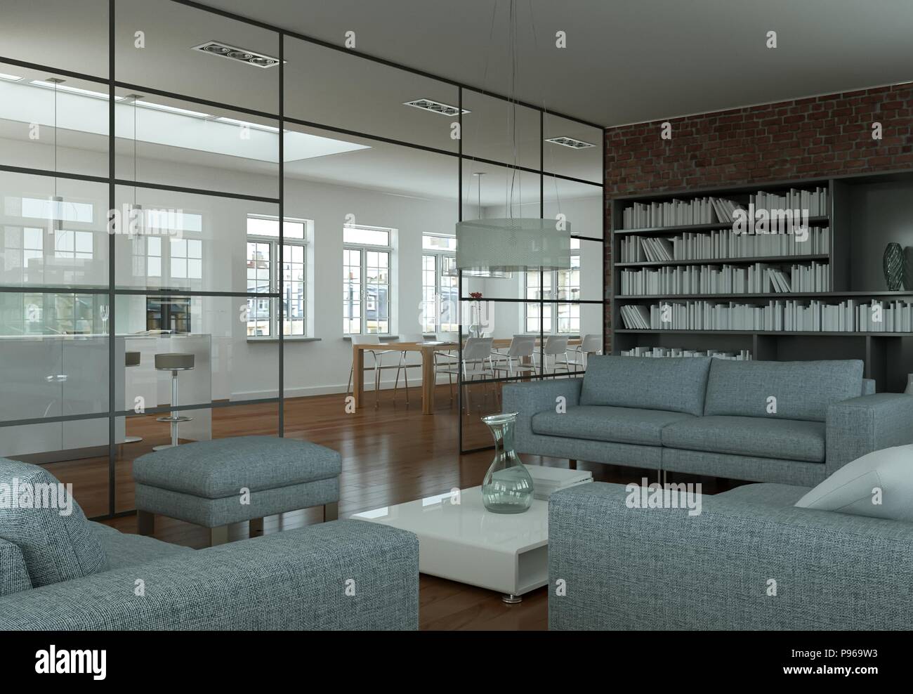 modern bright living room interior design Stock Photo - Alamy