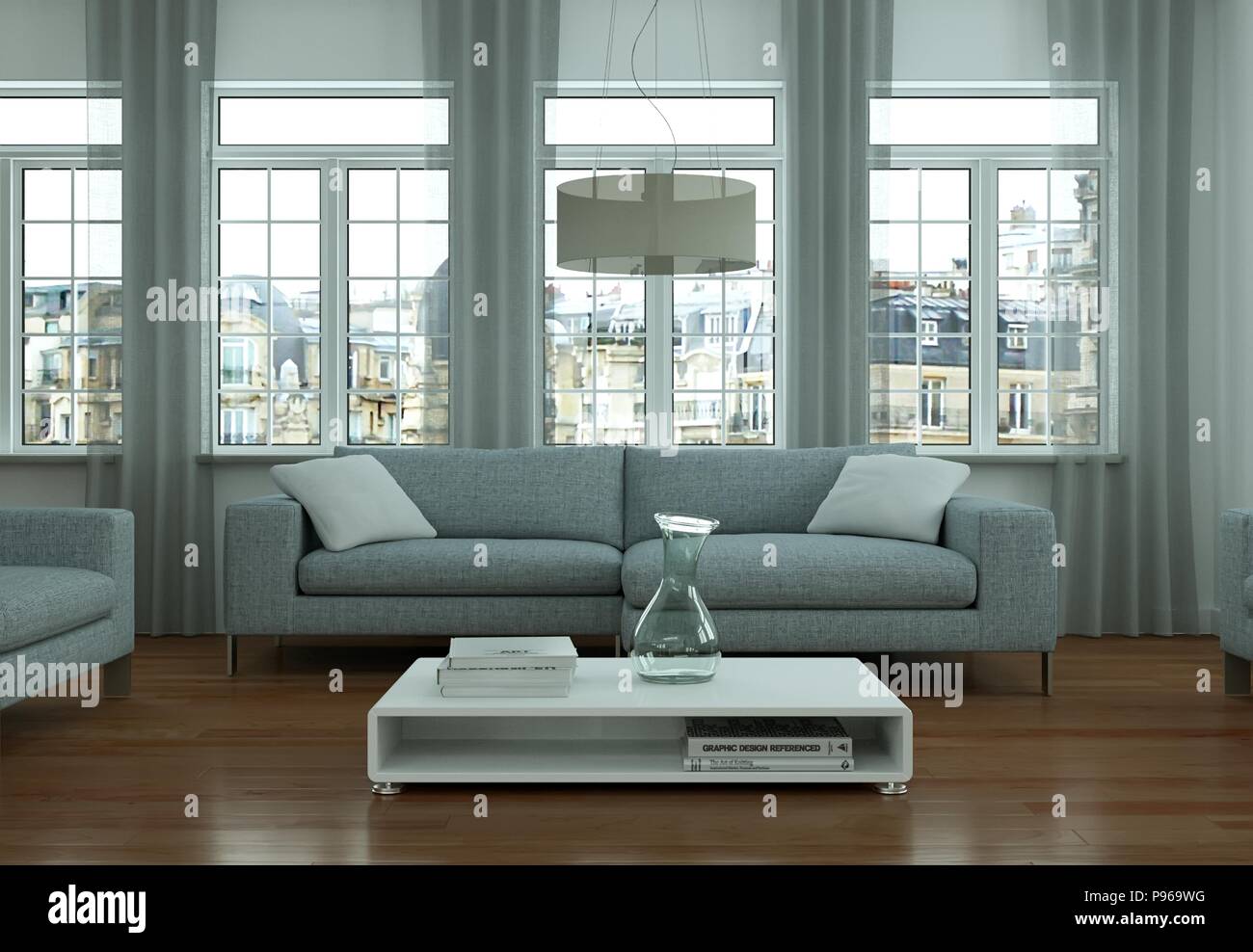 modern bright living room interior design Stock Photo - Alamy