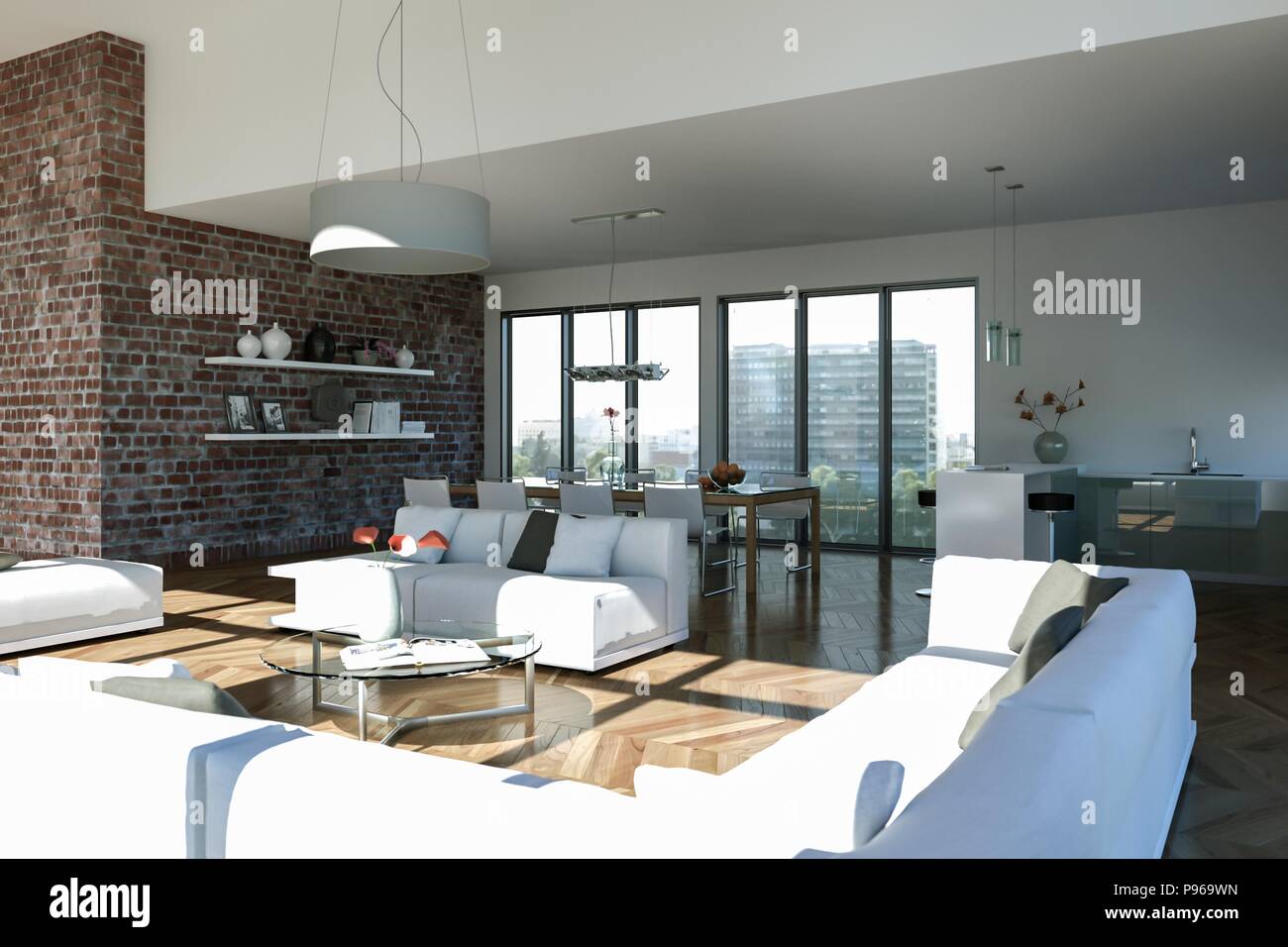 modern bright living room interior design Stock Photo - Alamy