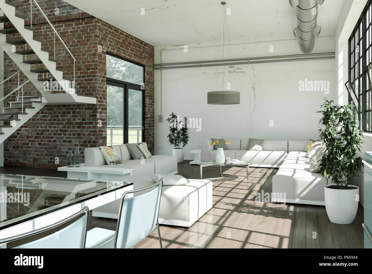 modern bright living room interior design Stock Photo - Alamy