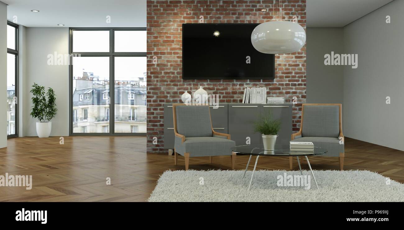 modern bright living room interior design Stock Photo - Alamy