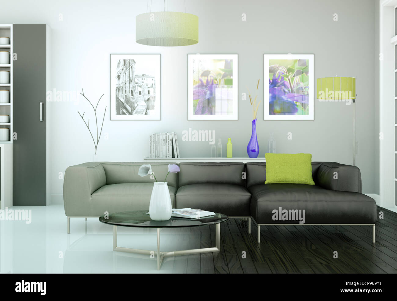modern bright living room interior design Stock Photo - Alamy