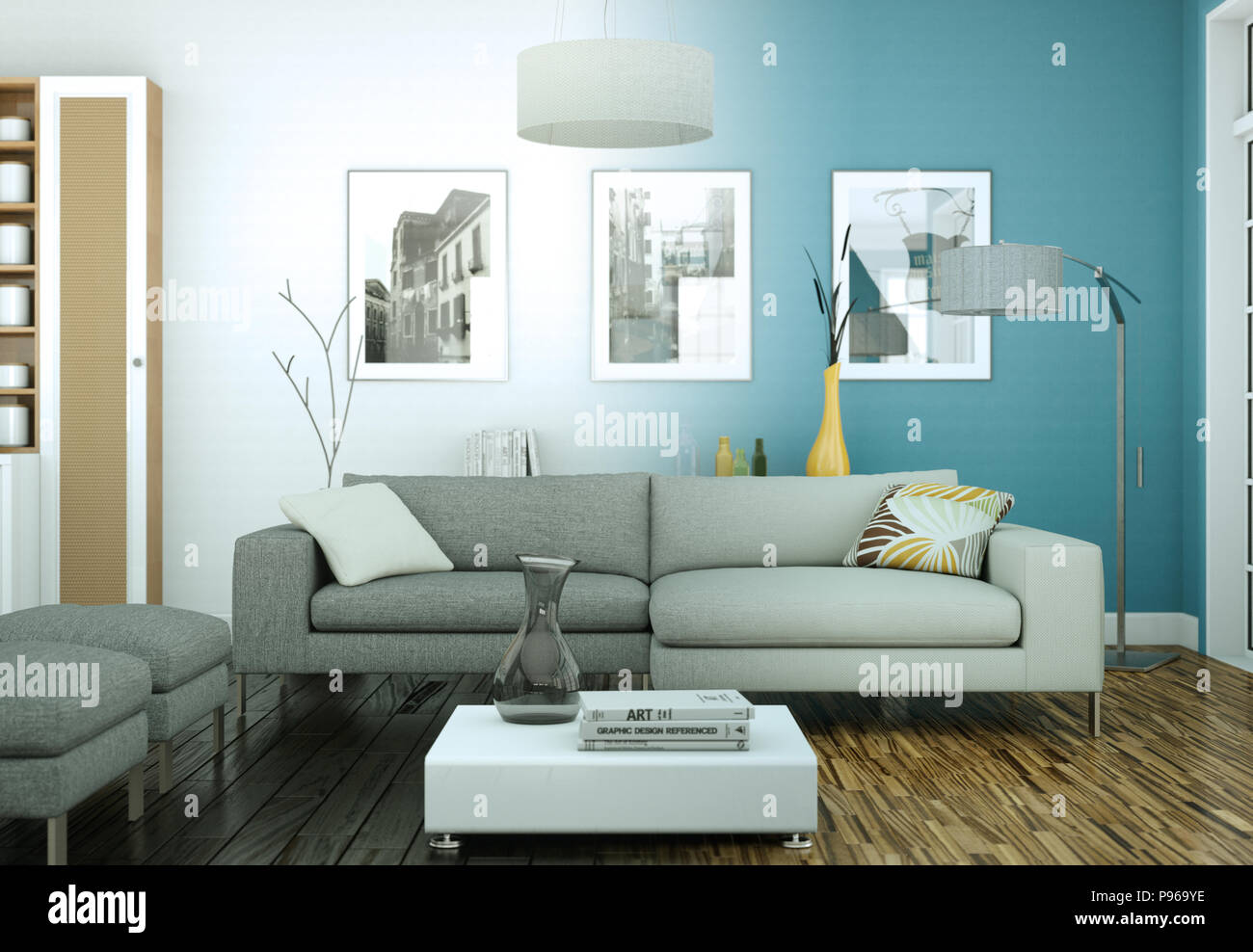 modern bright living room interior design Stock Photo - Alamy