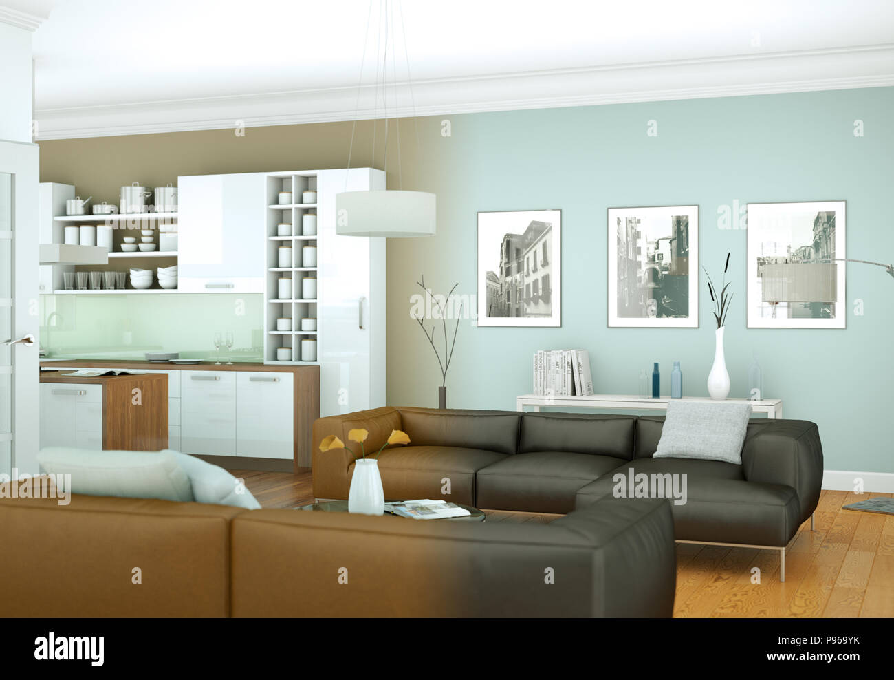 modern bright living room interior design Stock Photo - Alamy