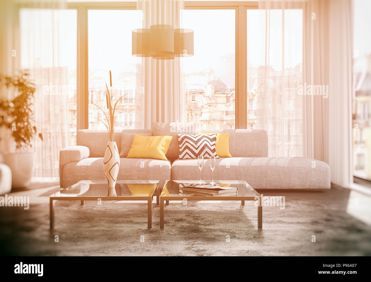 modern bright living room interior design Stock Photo - Alamy