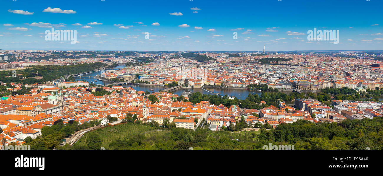 Panoramic view of Prague from near the Strahov monastery, showing the ...