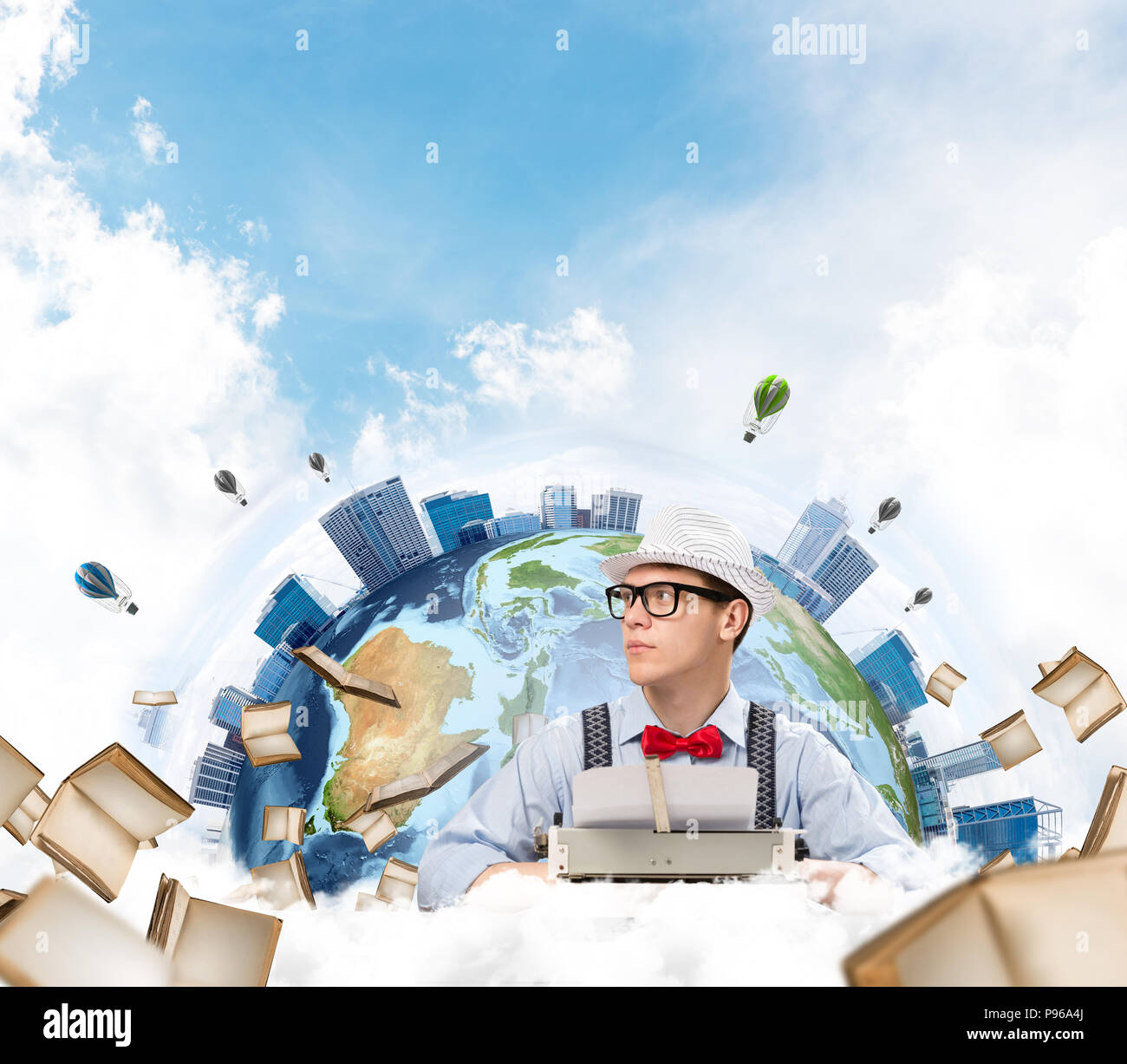 Thoughtful young journalist typewriter hi-res stock photography and ...