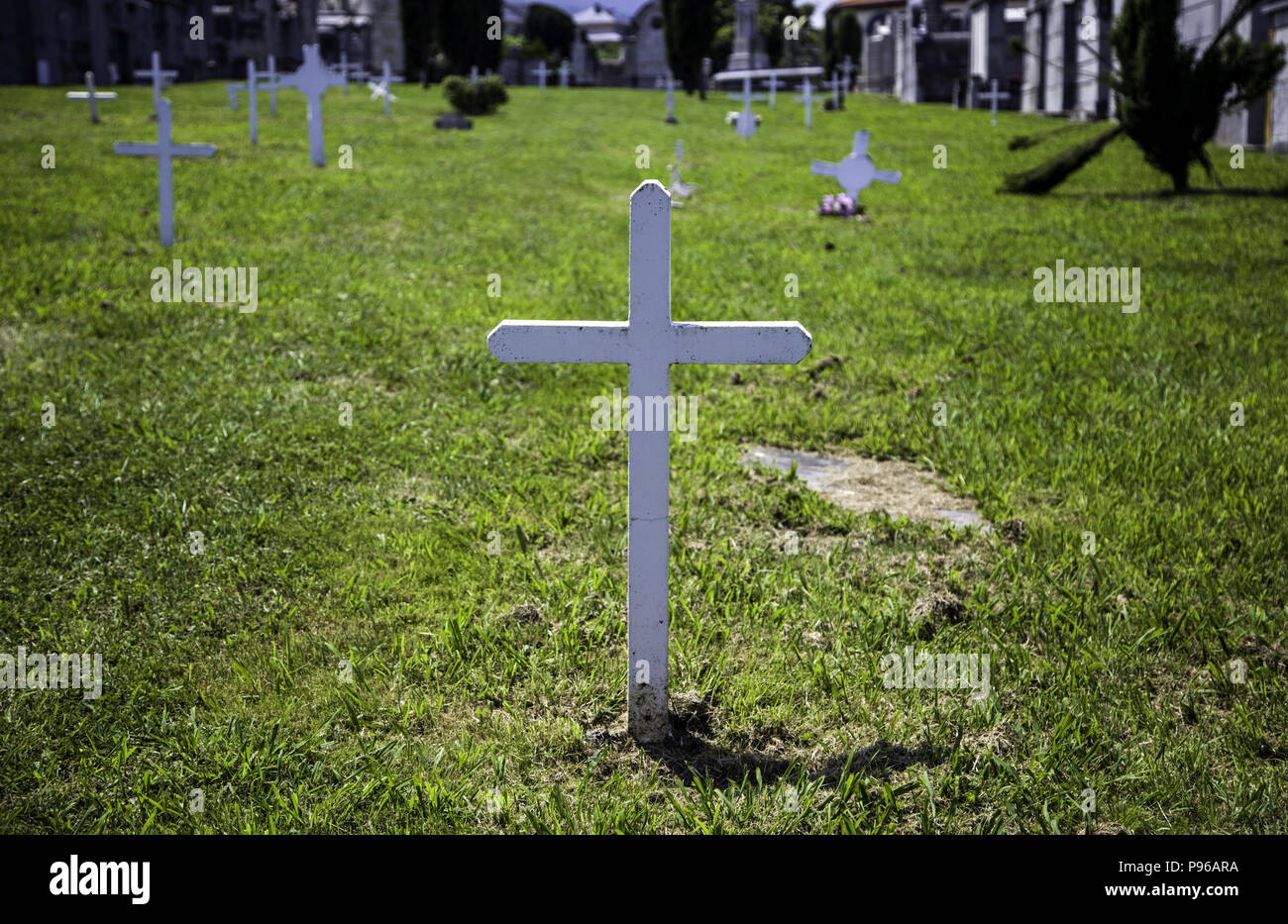 Old tombs of a cemetery, detail of death and religion Stock Photo - Alamy