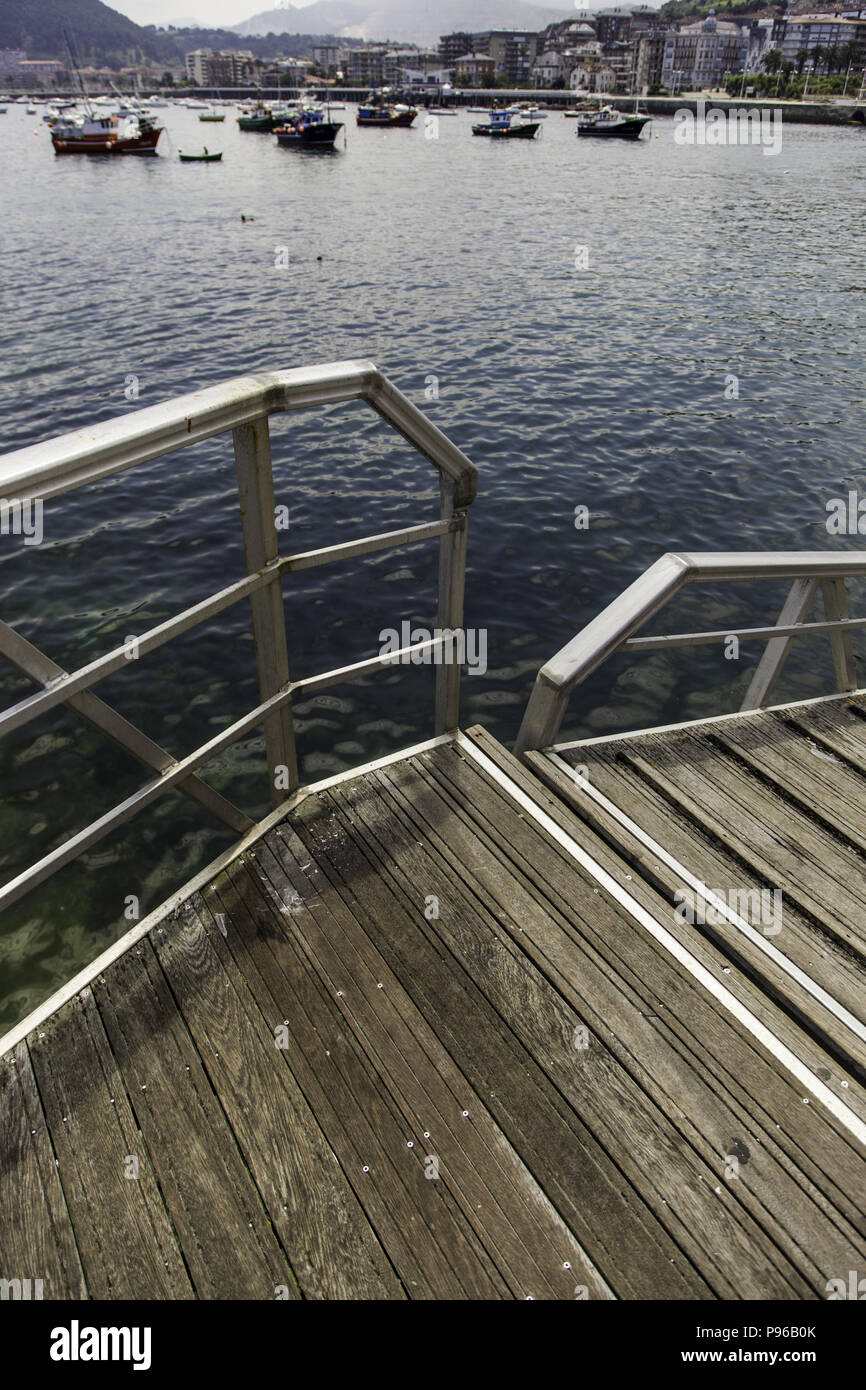 Wooden footbridge, access detail for pedestrians Stock Photo - Alamy