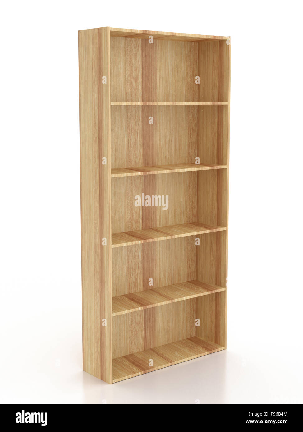 Empty wooden bookcase isolated on white background. Include clipping ...