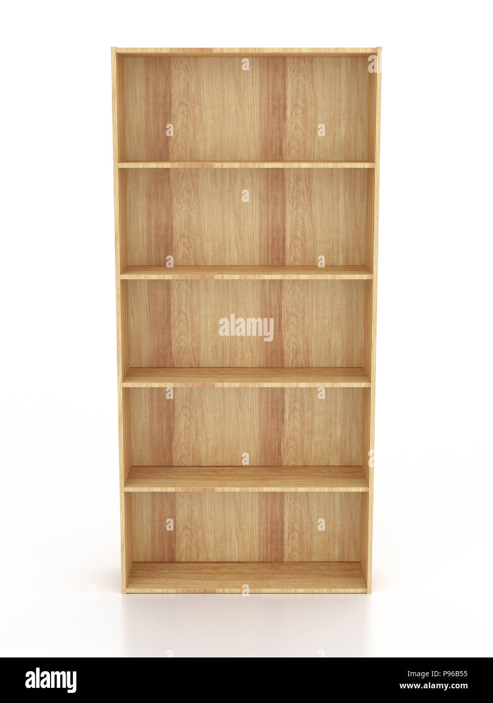 Empty wooden bookcase isolated on white background. Include clipping ...