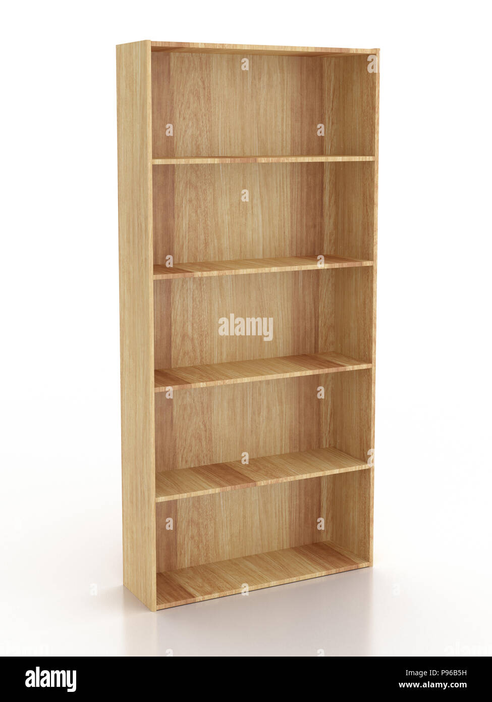 Empty wooden bookcase isolated on white background. Include clipping ...