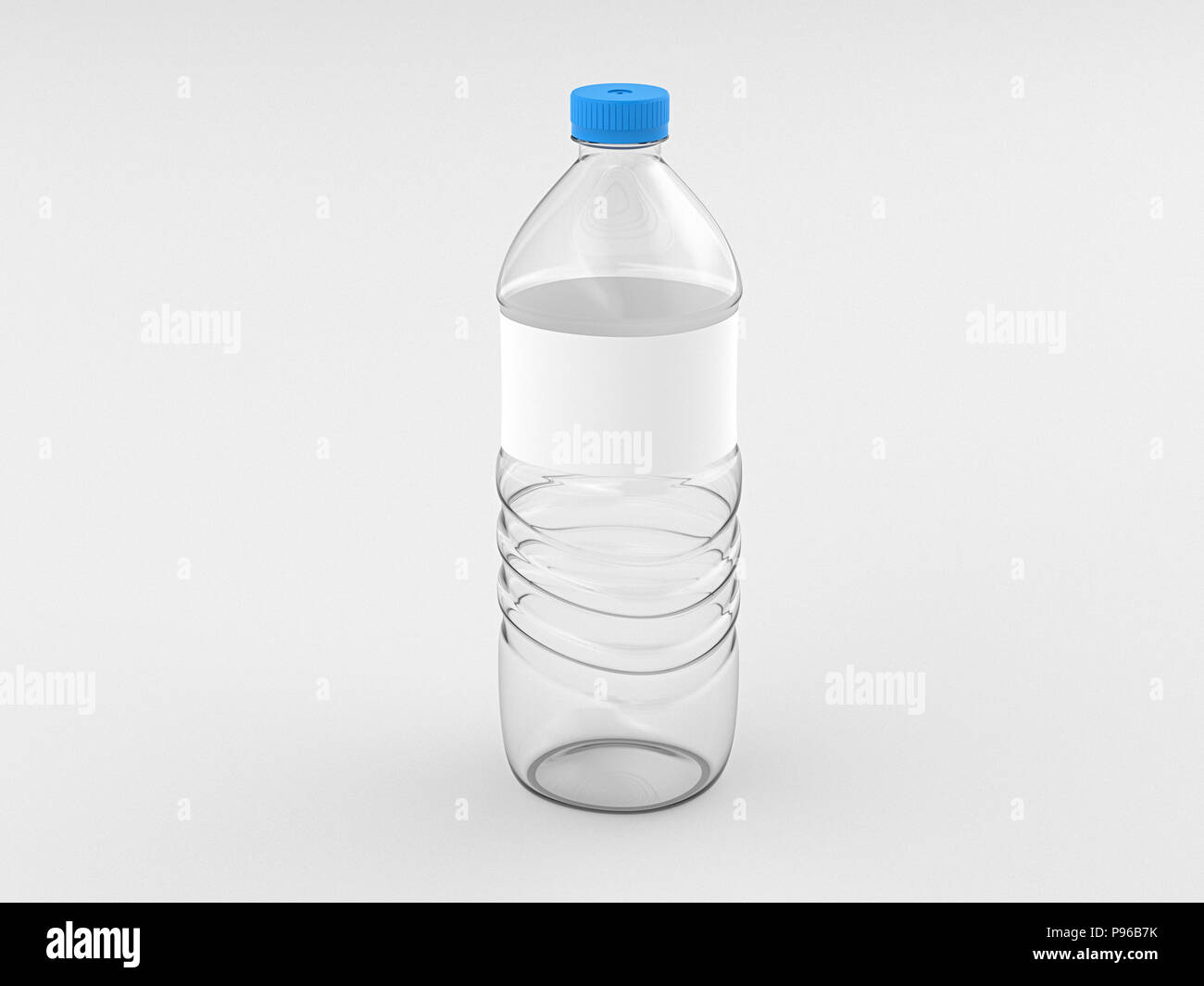 Empty plastic bottle of water with blank label isolated on white ...