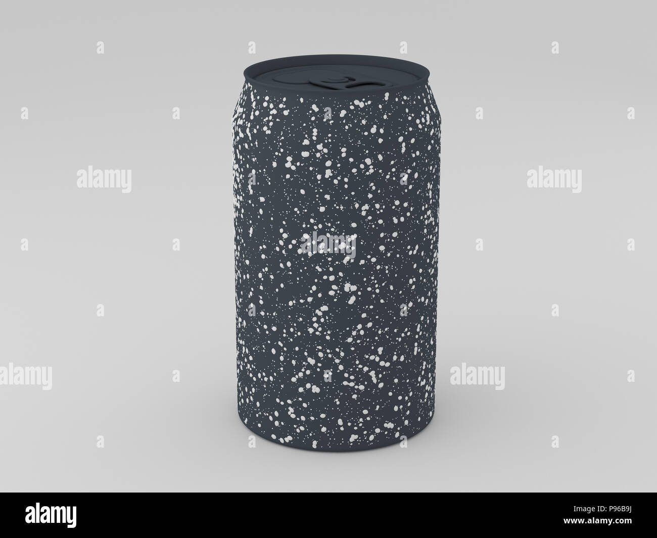 Gray aluminum can design with white drops mockup isolated on white ...