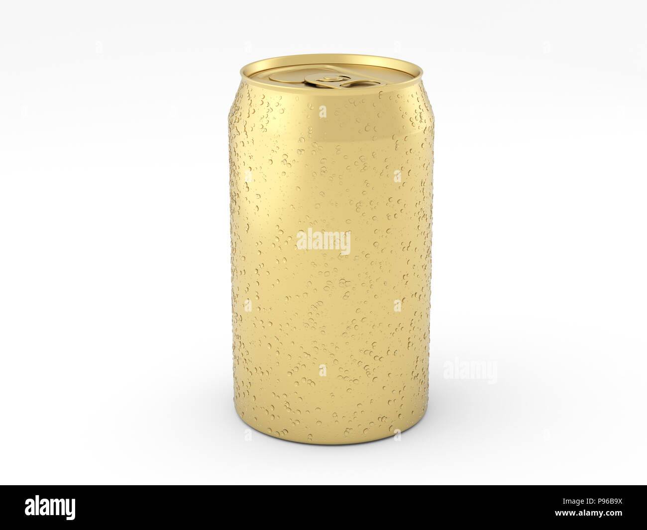 Gold can mockup with condensation drops isolated on white background ...