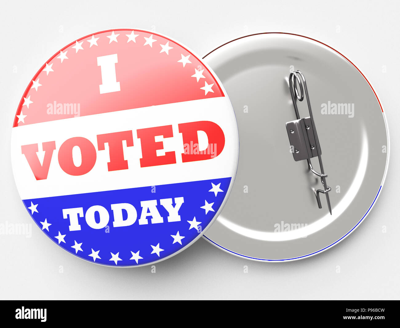 I Voted Today pin badge brooch isolated. Include clipping path. 3d ...