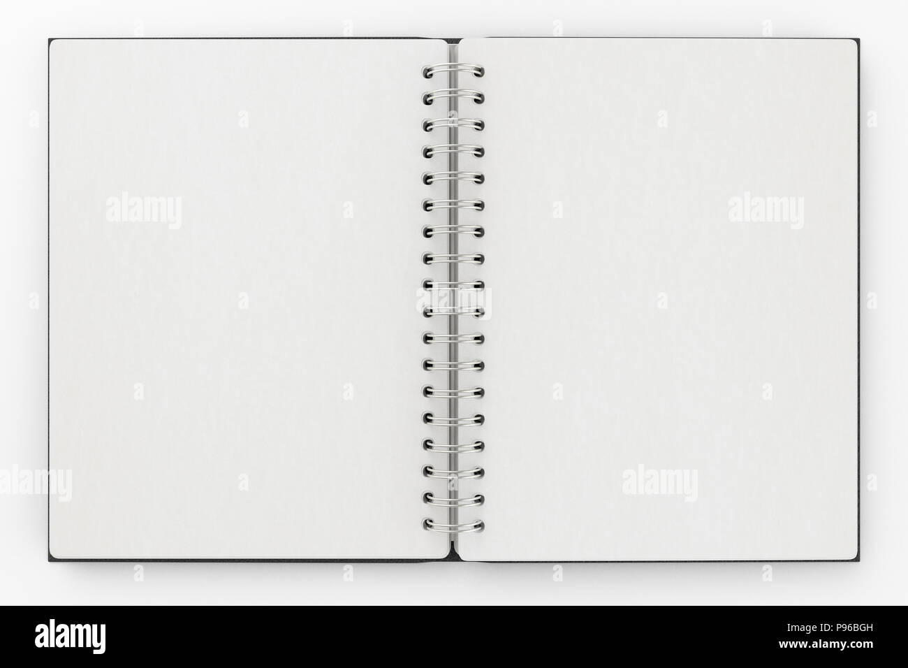 Blank facing pages of notebook on a spring with leather cover. Mock up ...