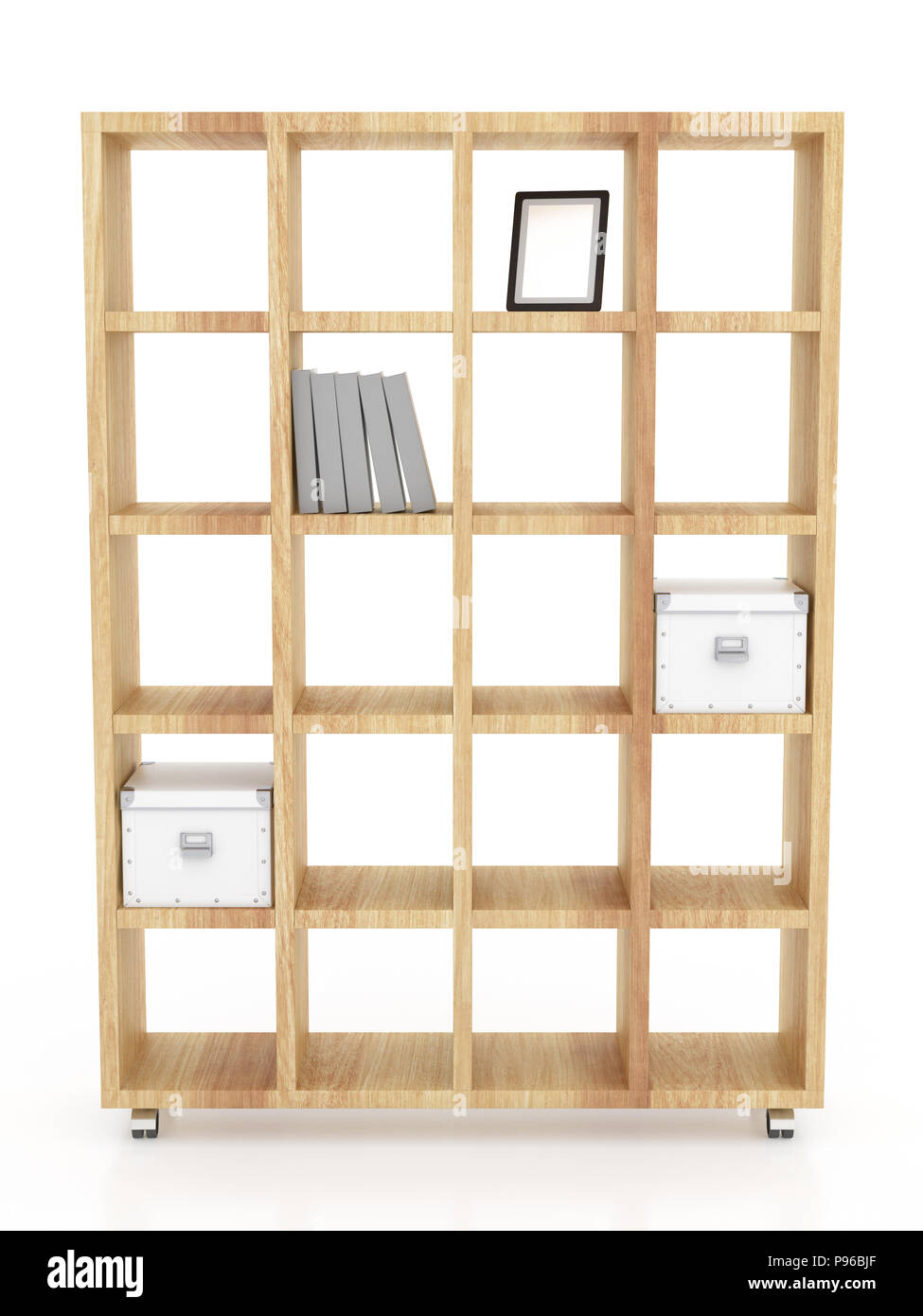 Wooden book rack isolated on white background. Include clipping path ...