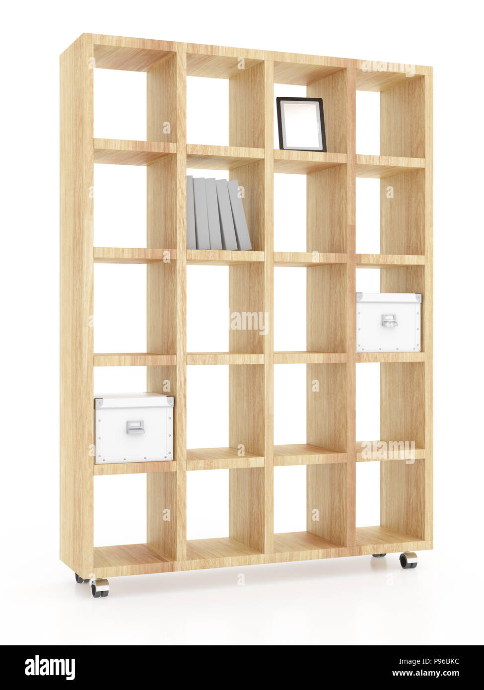 Wooden book rack isolated on white background. Include clipping path ...