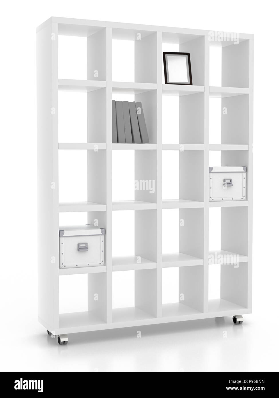 White book rack isolated on white background. Include clipping path. 3d ...