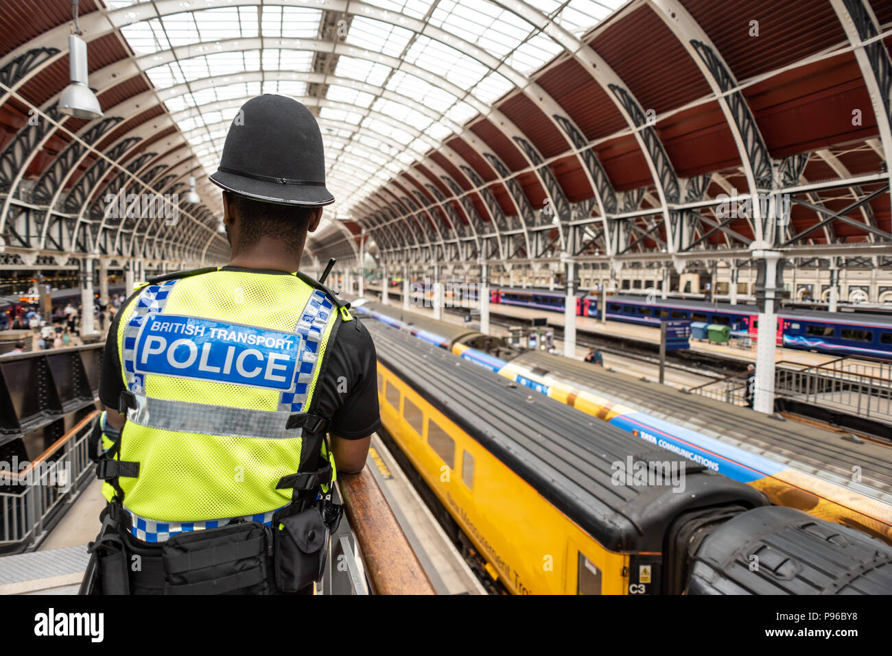 British Transport Police at Paddington Station in London Stock Photo ...